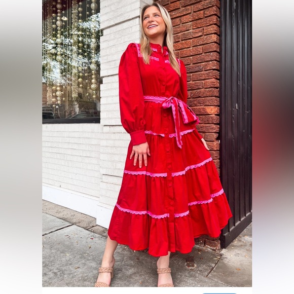 Elle Maxine | Dresses | New Naomi Rick Rac Scalloped Midi Dress Xl ...